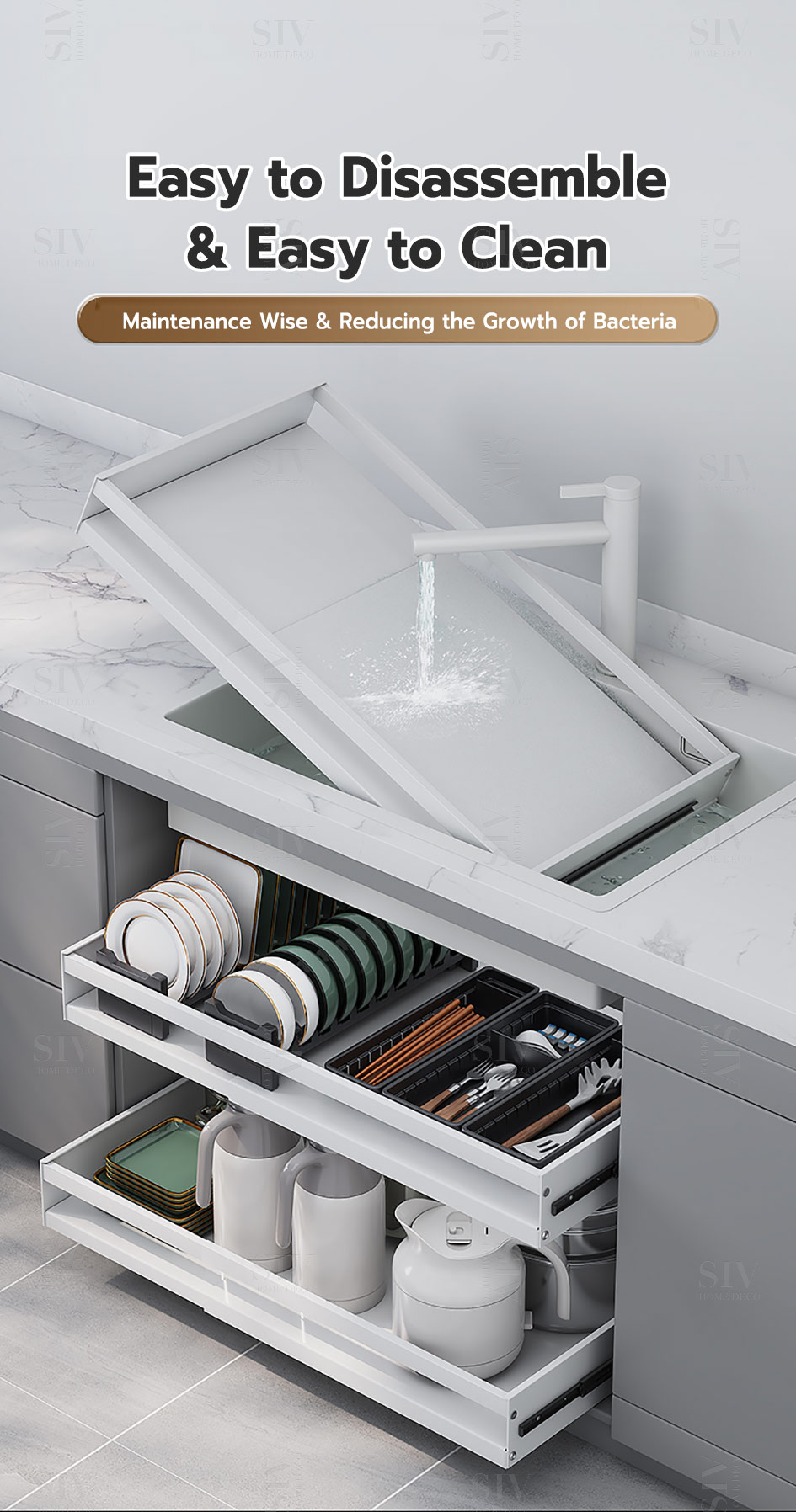 SIV Pull Out Basket For Kitchen Cabinet Multifunction Sliding Cabinet ...