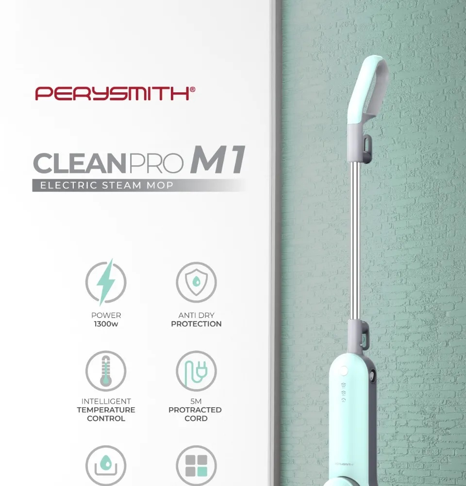 PerySmith Electric Steam Floor Mop with Temperature Control and Large ...
