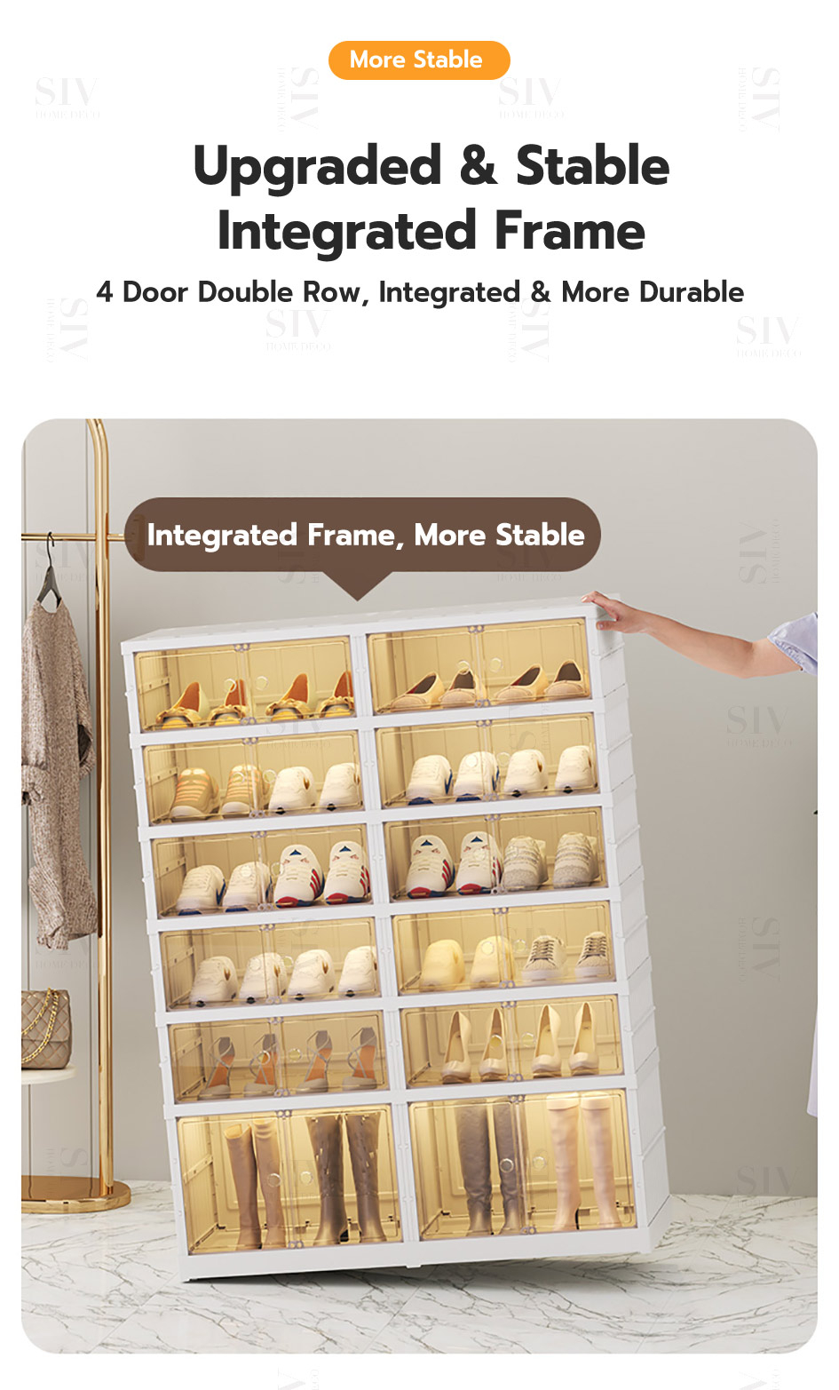 【Free Installation】SIV Foldable Shoe Organizer Shoe Cabinet Folding Shoe Rack Storage Cabinet ...
