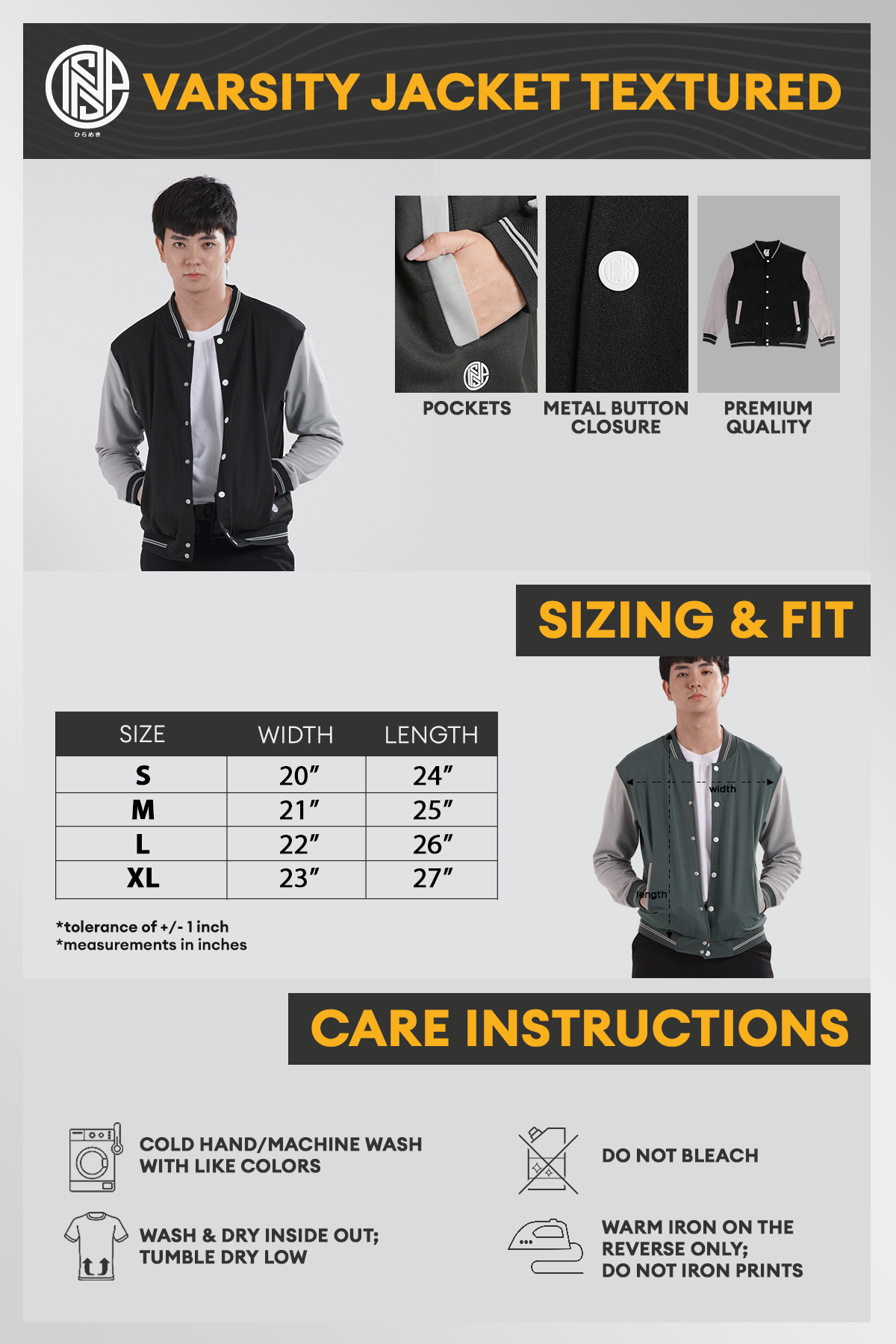 COLLAB By Inspi Varsity Jacket Texture For Men And Women Korean ...