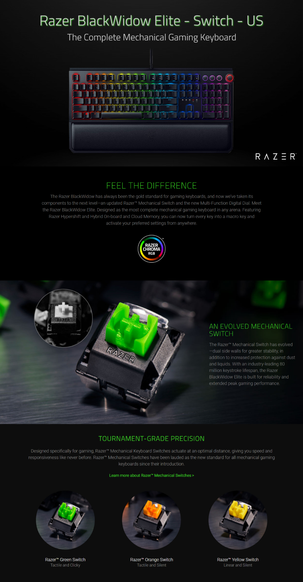 Razer BlackWidow Elite Complete Mechanical Gaming Keyboard US Layout ...