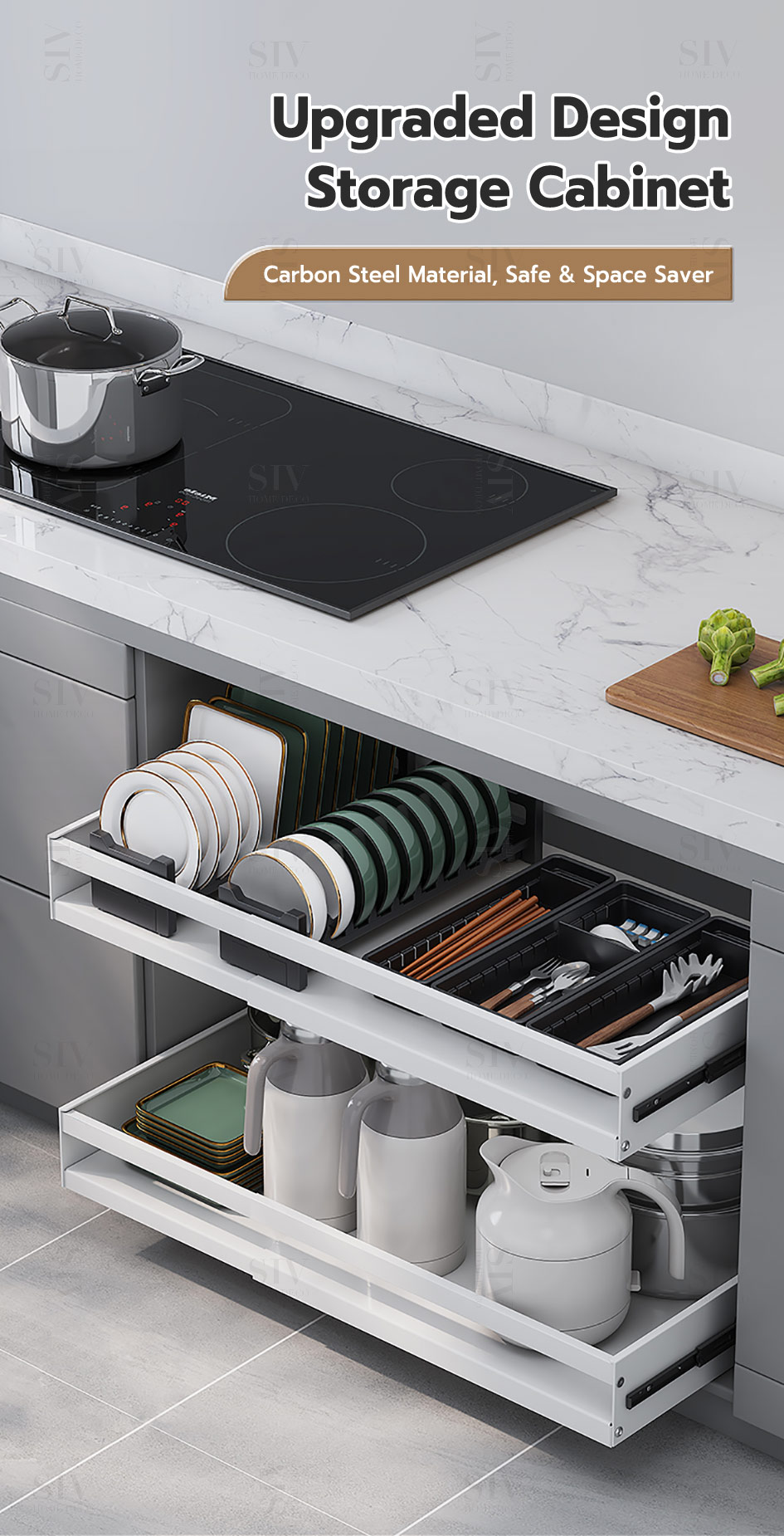 SIV Pull Out Basket For Kitchen Cabinet Multifunction Sliding Cabinet ...