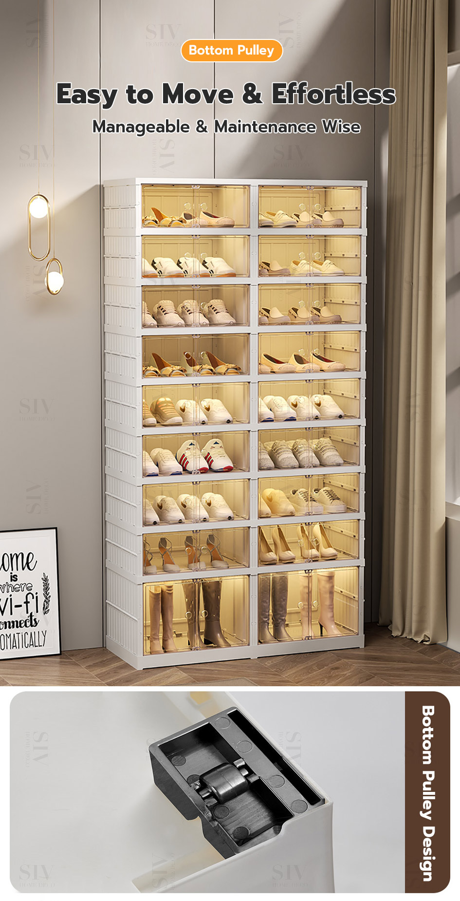 【Free Installation】SIV Foldable Shoe Organizer Shoe Cabinet Folding Shoe Rack Storage Cabinet ...