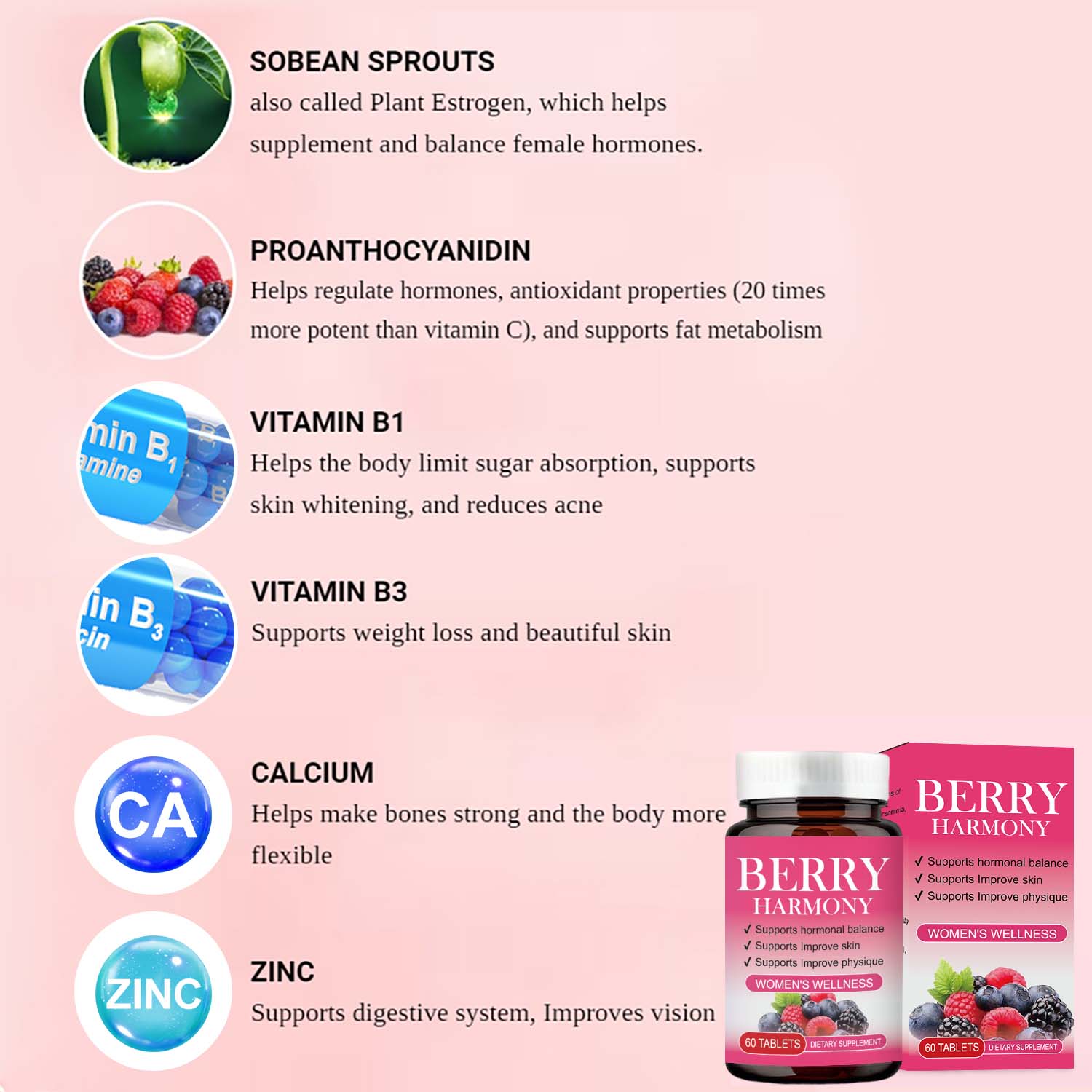 Softher Berry Harmony Tablet for Hormonal Balance Women‘s Wellness ...