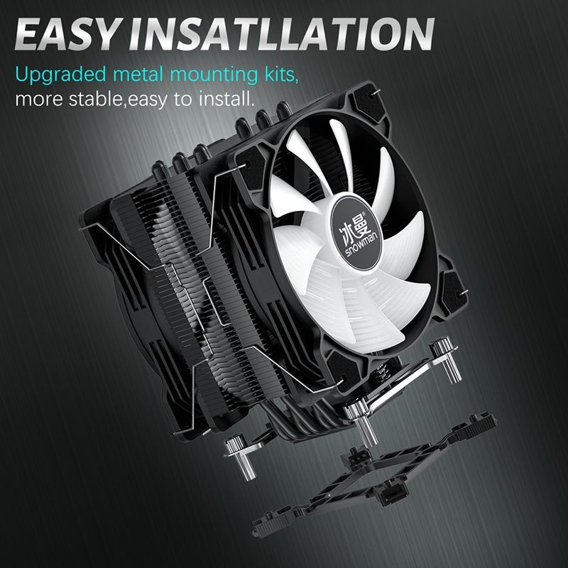 Iceman BM6000 Computer CPU Cooler 6 heatpipes copper bottom PWM fan ...