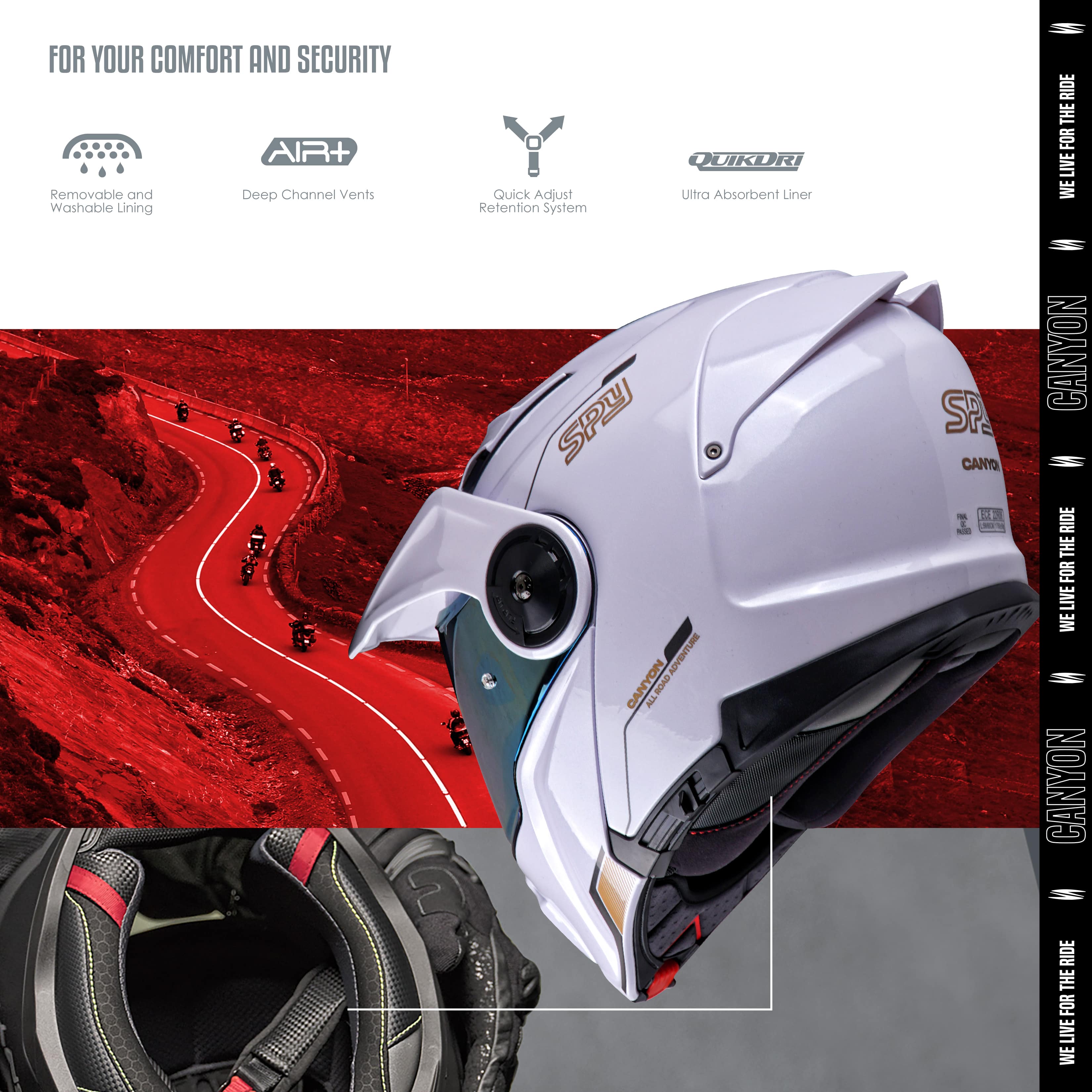 SPY Canyon PD S0 - Fiber Glass Modular Dual Visor Helmet (Free Clear ...