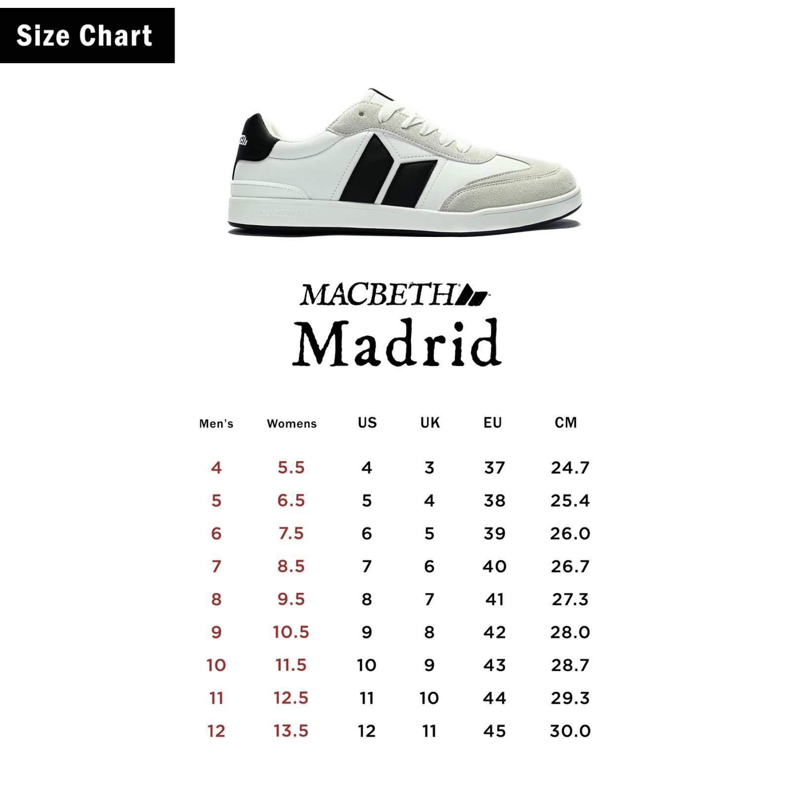 Macbeth Shoes - MADRID ( White / Black ) | Shopee Malaysia