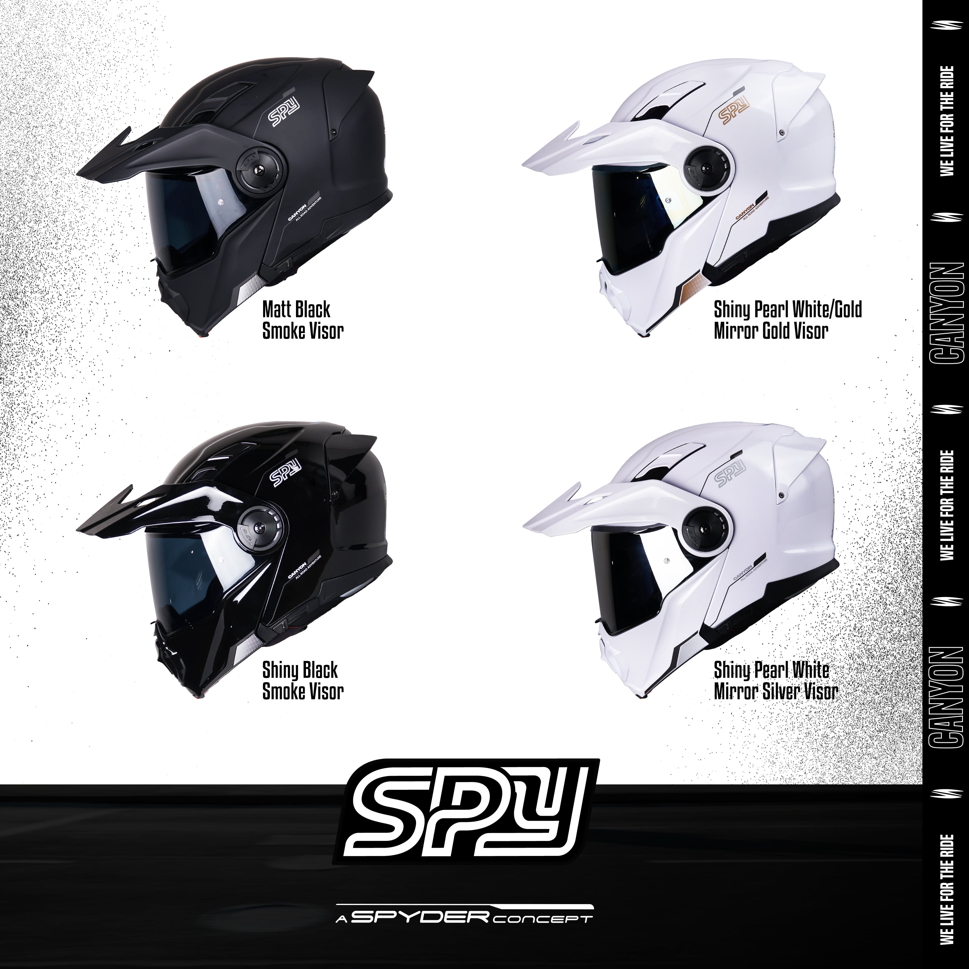 SPY Canyon PD S0 - Fiber Glass Modular Dual Visor Helmet (Free Clear ...