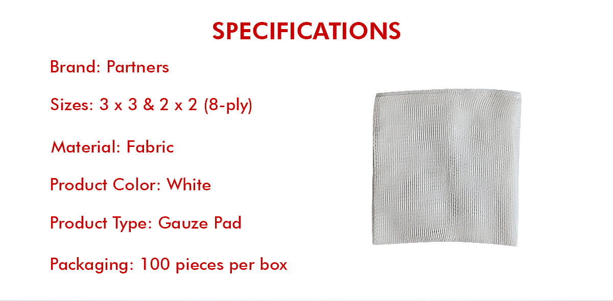 Sterile Gauze Pad 3x3, 2x2 (1 box - 100pcs)(Partners) | Shopee Malaysia