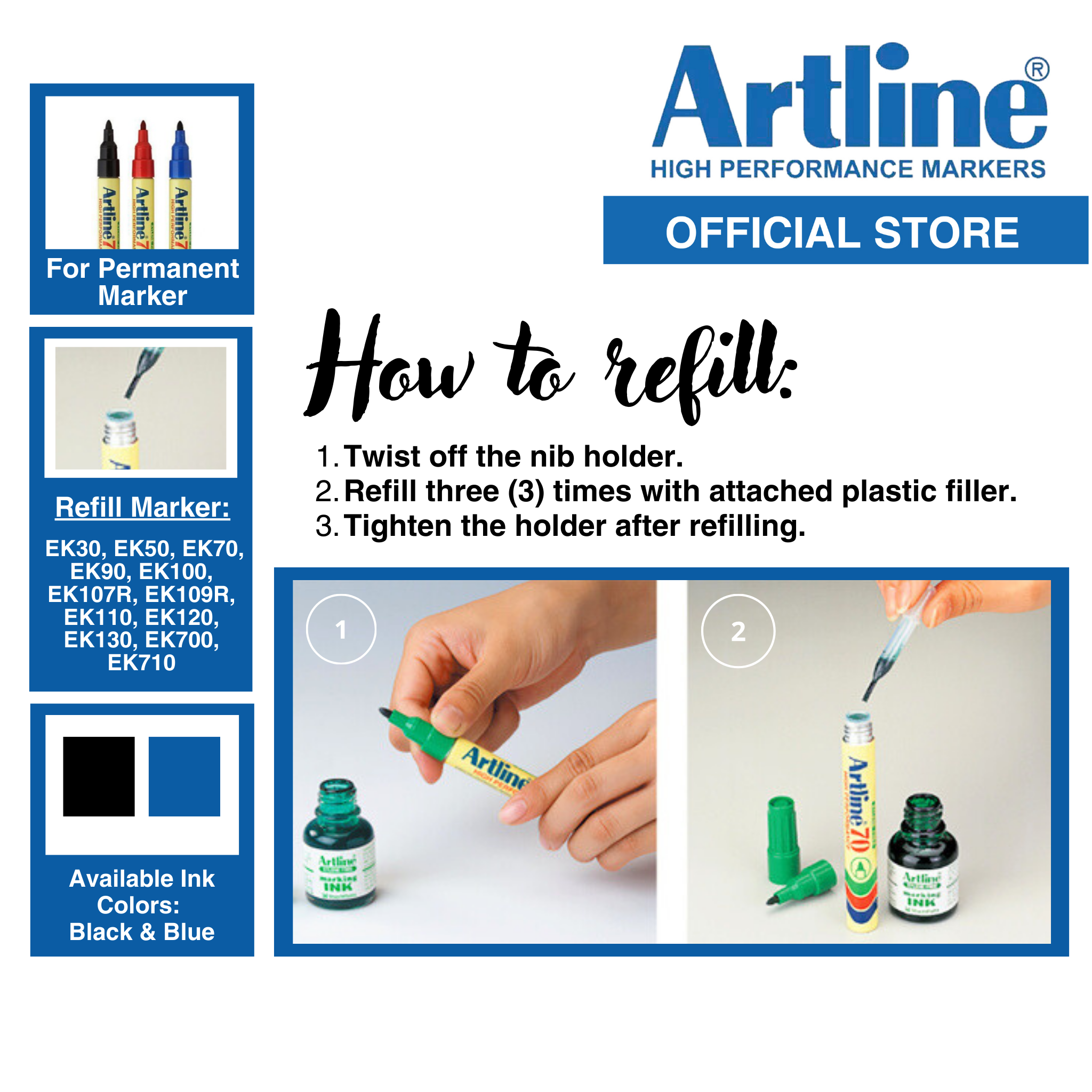 ARTLINE Permanent Marking Ink | ESK20XF | Black | Shopee Malaysia