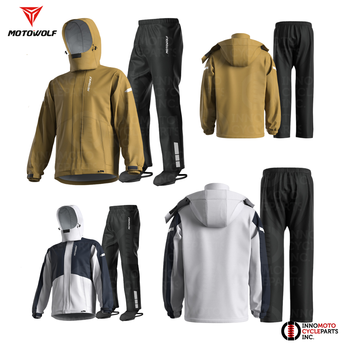 Motowolf New V5 Rain Coat and Pants with Hood and Rain Shoe Cover ...