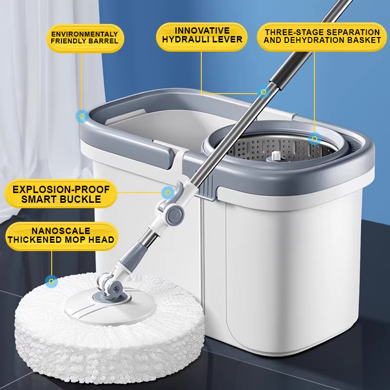 Mop With Spinner Stainless Steel Basket with Drain Cap Tornado Mop ...