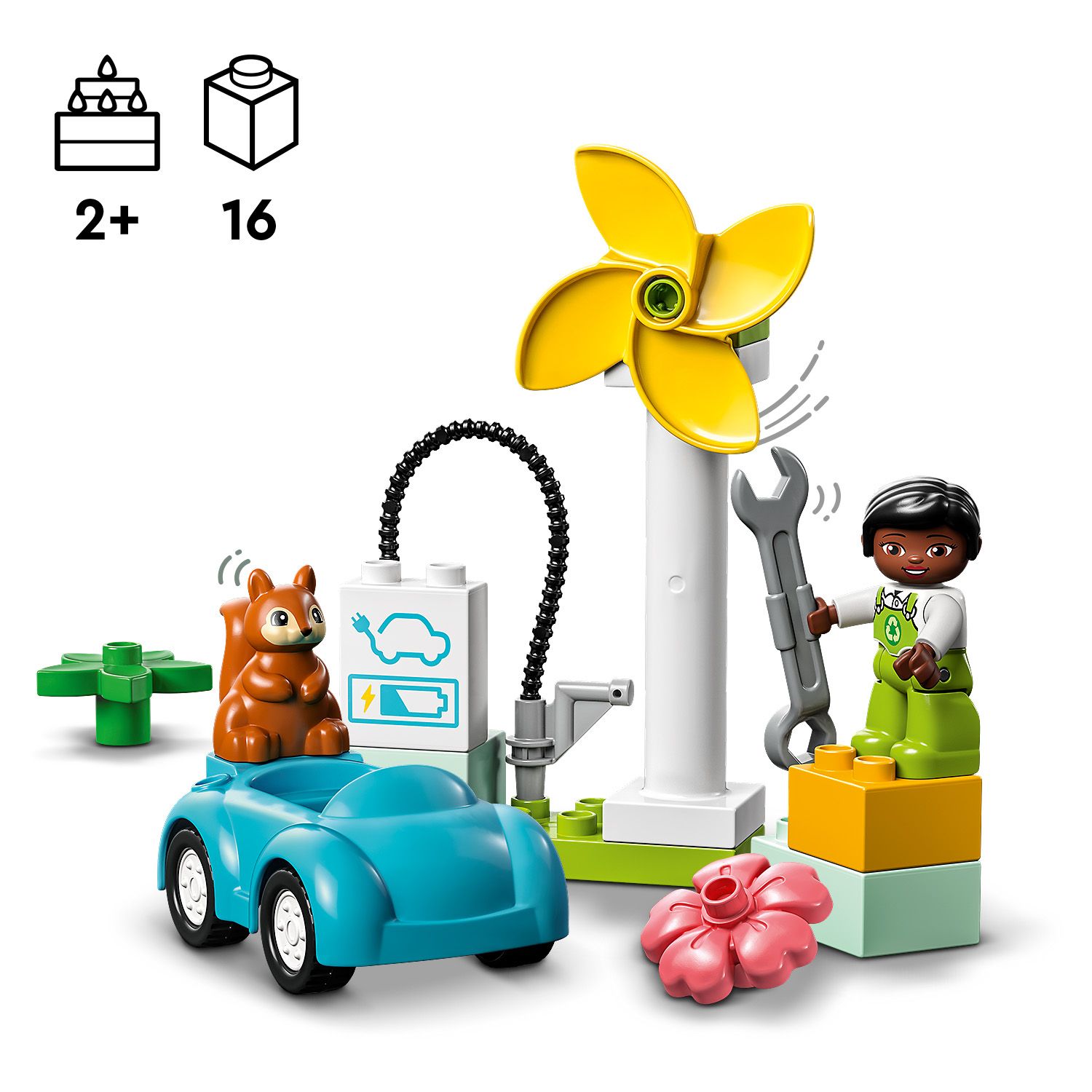 LEGO DUPLO 10985 Wind Turbine and Electric Car, Age 2+, Building Blocks ...