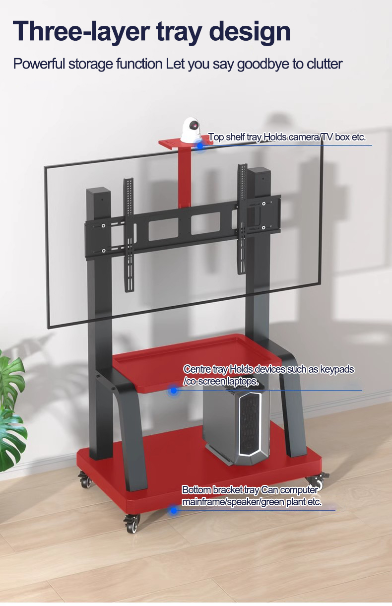 Universal 32-90 inch LCD TV stand mobile TV stand with TV box tray tilt ...