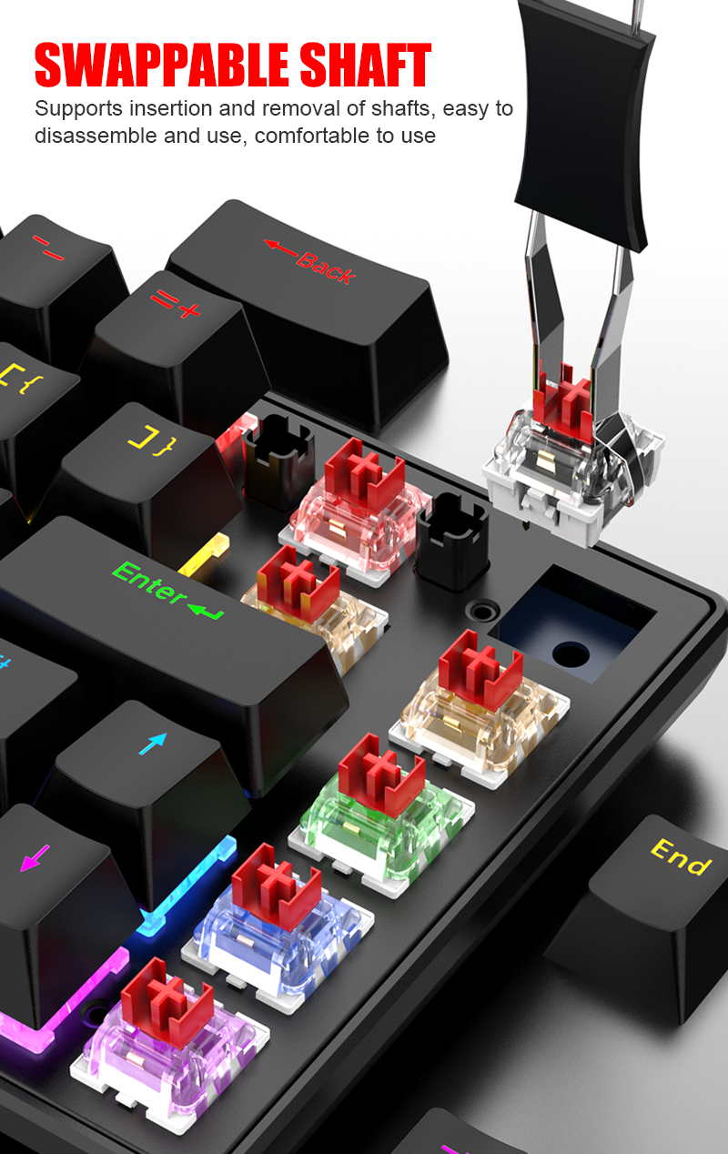 Inplay NK680 Wired Mechanical Keyboard RGB Hot Swappable With Red ...