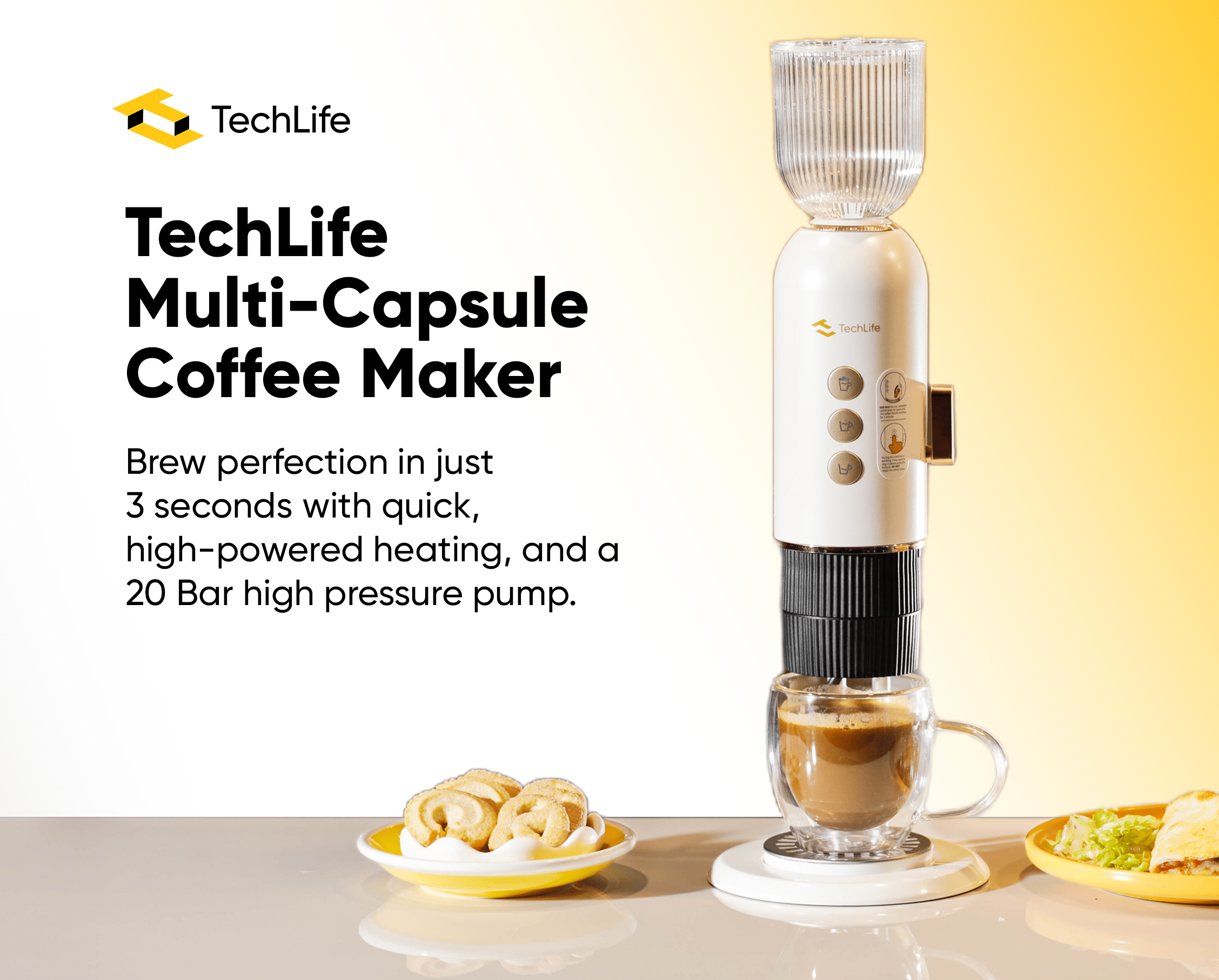 TechLife Multi-Capsule Coffee Maker | 3-Second Heating Time | 1650W ...