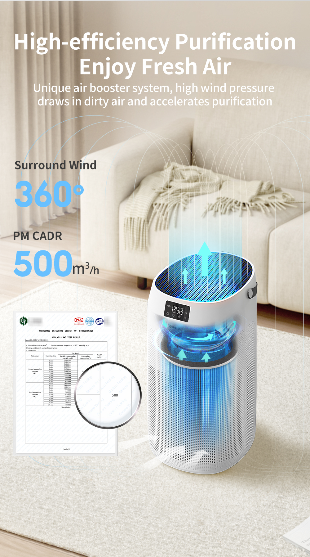 Simplus Air Purifier Effective Area 100m2 3 Stages of Filtration HEPA ...