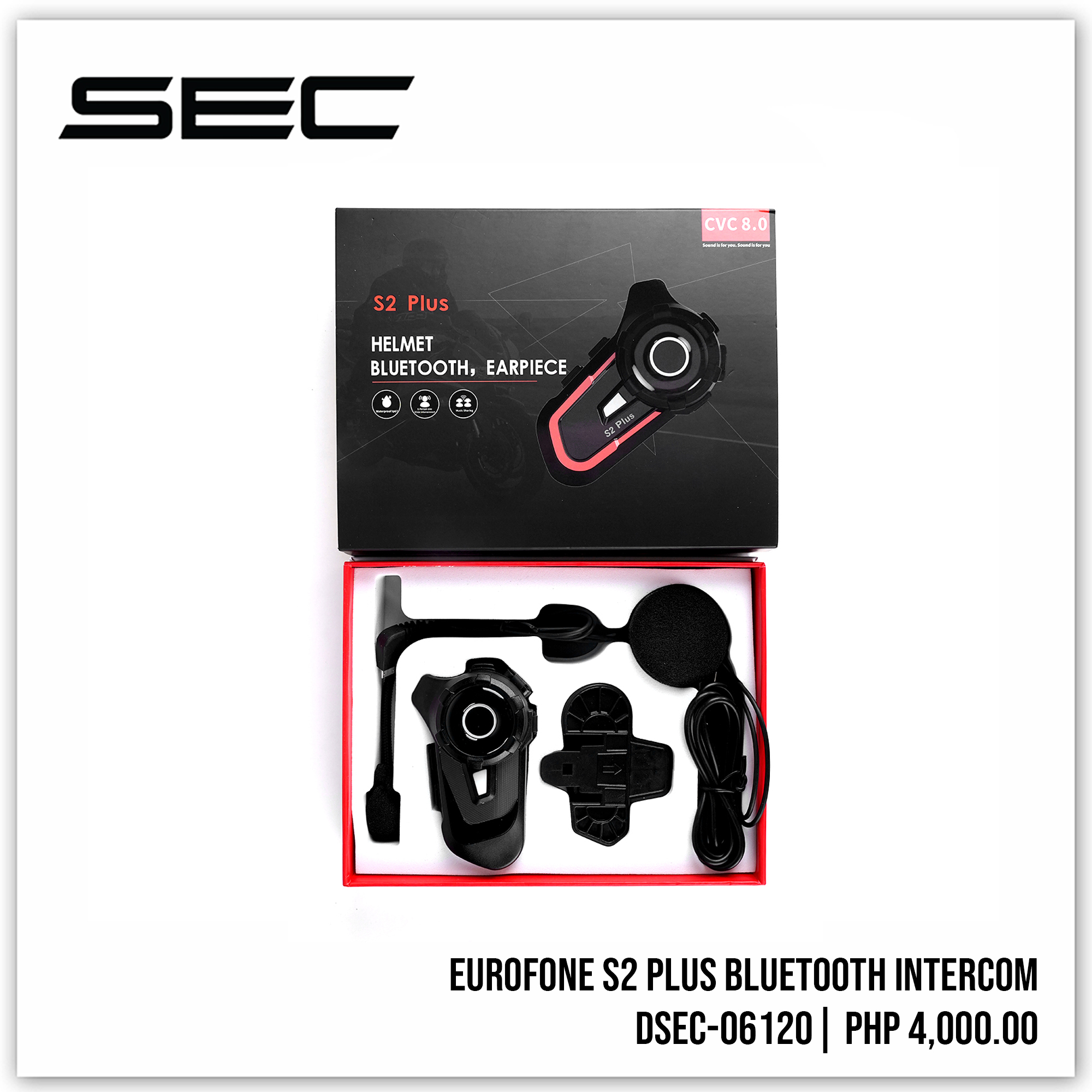 DSEC-06120 | Sec Eurofone S2 Plus Bluetooth Intercom | Shopee Malaysia