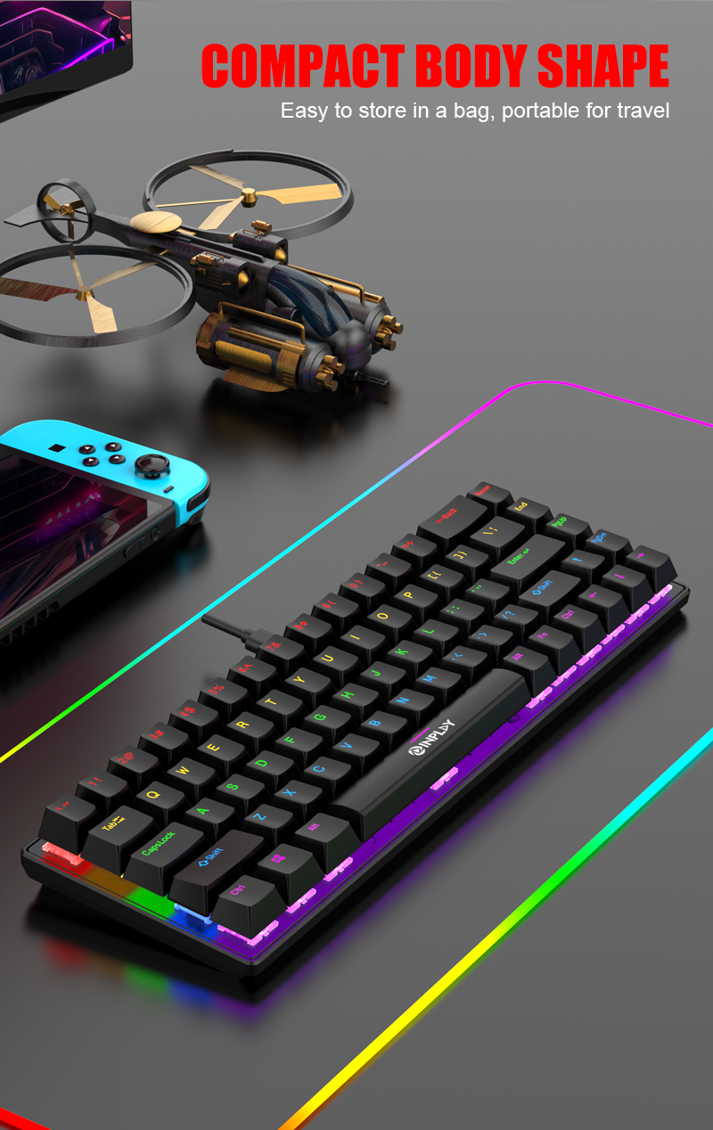 INPLAY NK680 Wired Mechanical Keyboard RGB Hot Swappable With Red ...