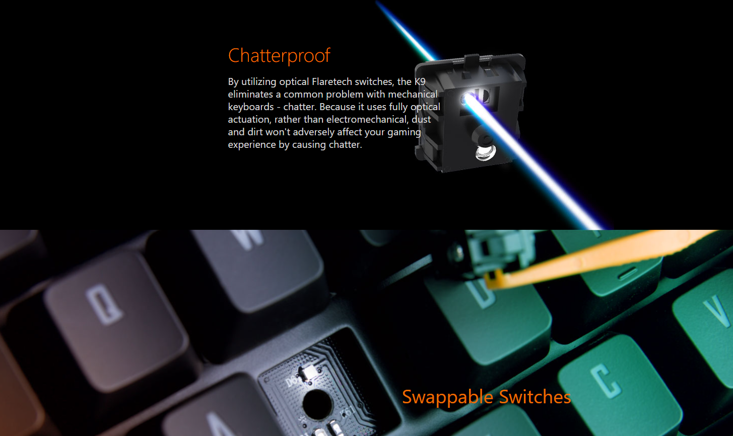Gigabyte Gaming Optical Mechanical Keyboard Aorus K9 RGB Blue Switch ...