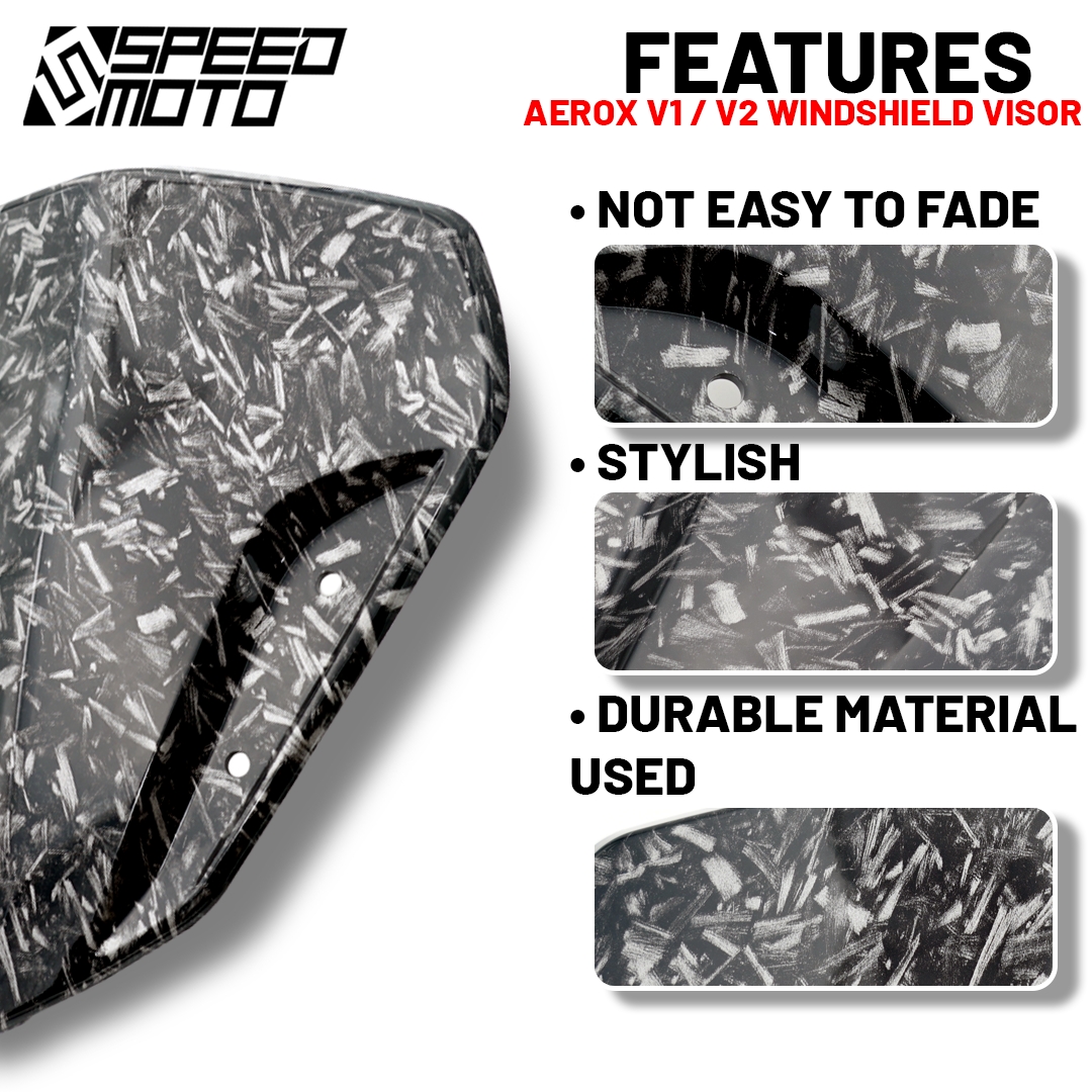 YAMAHA AEROX V1 V2 WINDSHIELD VISOR GLOSSY HYDRO DIP FORGED CARBON FOR ...