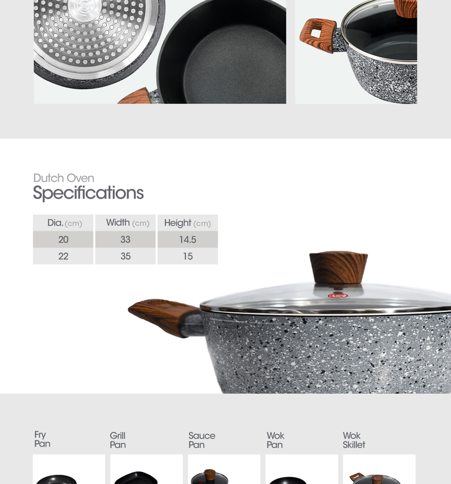 SLIQUE Granite Dutch Oven 20 cm Premium Multi Layer Non-Stick Coating ...