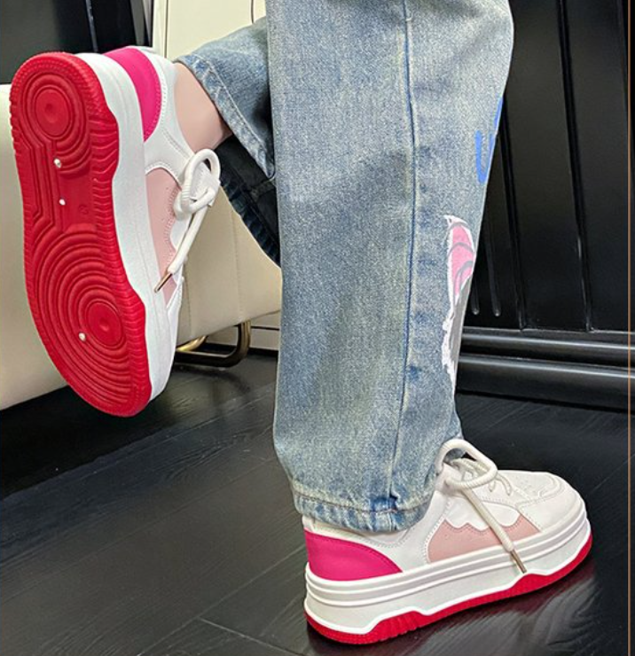 JYS.Student platform sports casual shoes thick bottom pink black and ...