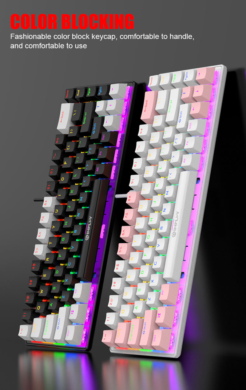 INPLAY NK680 Wired Mechanical Keyboard RGB Hot Swappable With Red ...