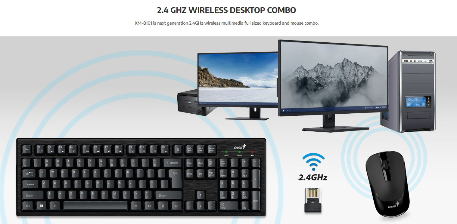 Genius Smart KM-8101 Wireless Multimedia Keyboard and Mouse Combo ...