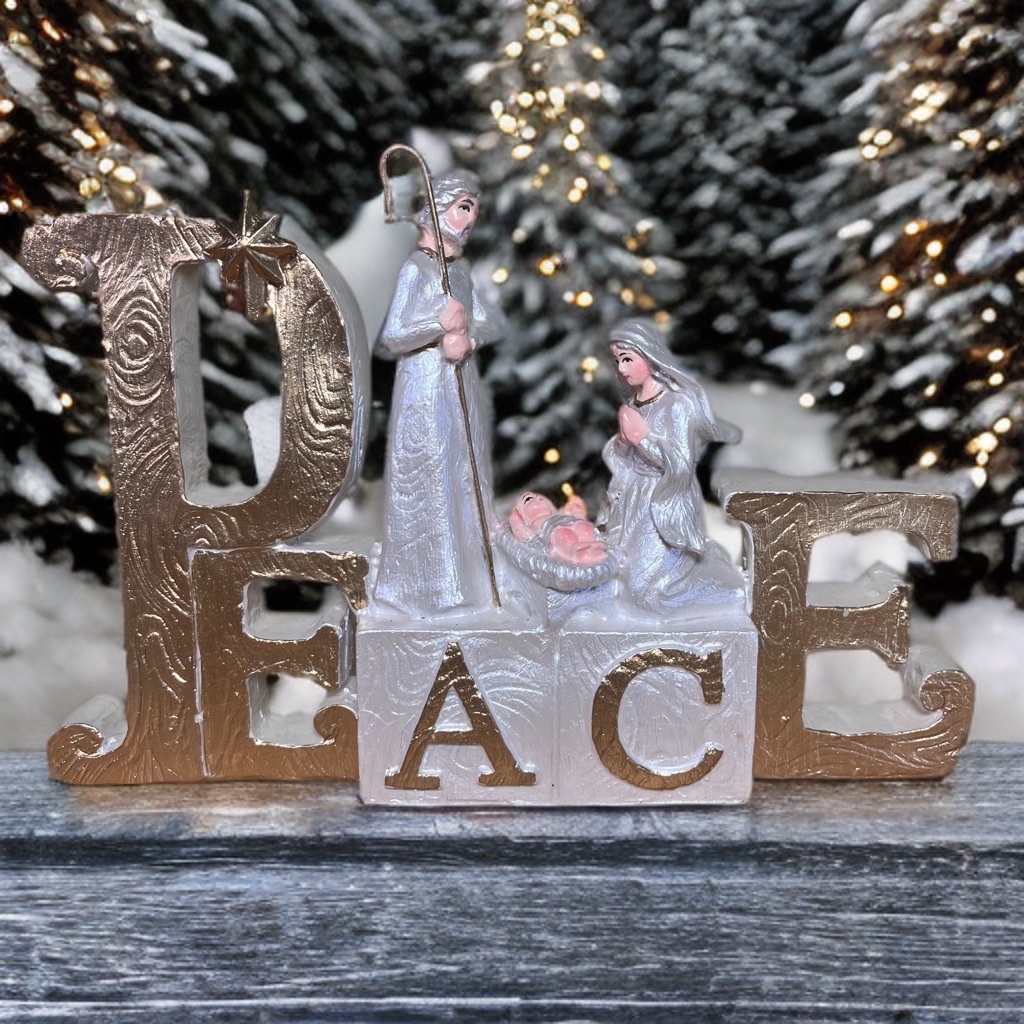 PEACE with Holy Family Belen Nativity Scene Christmas Decorations made ...