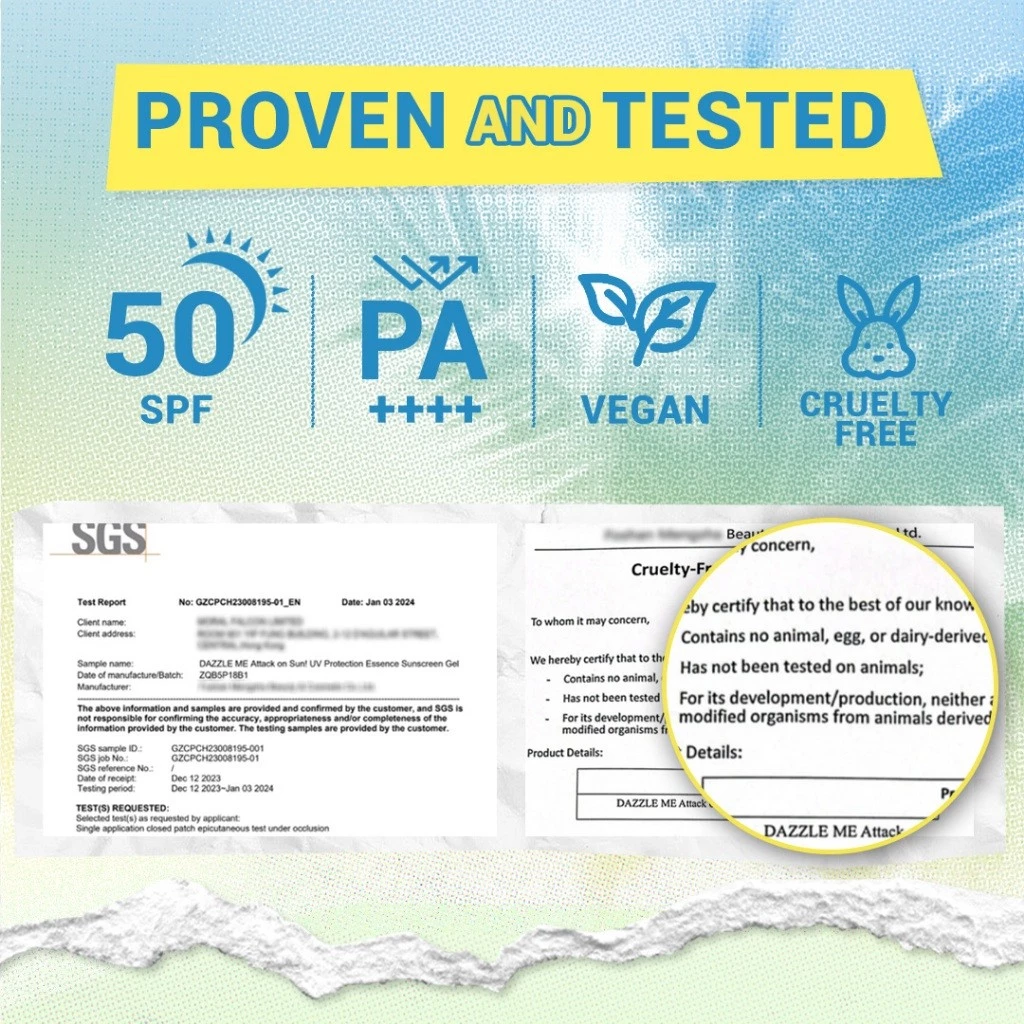 DAZZLE ME Sunscreen Gel SPF 50 PA++++ – Attack on Sun! UV Face Sunblock ...