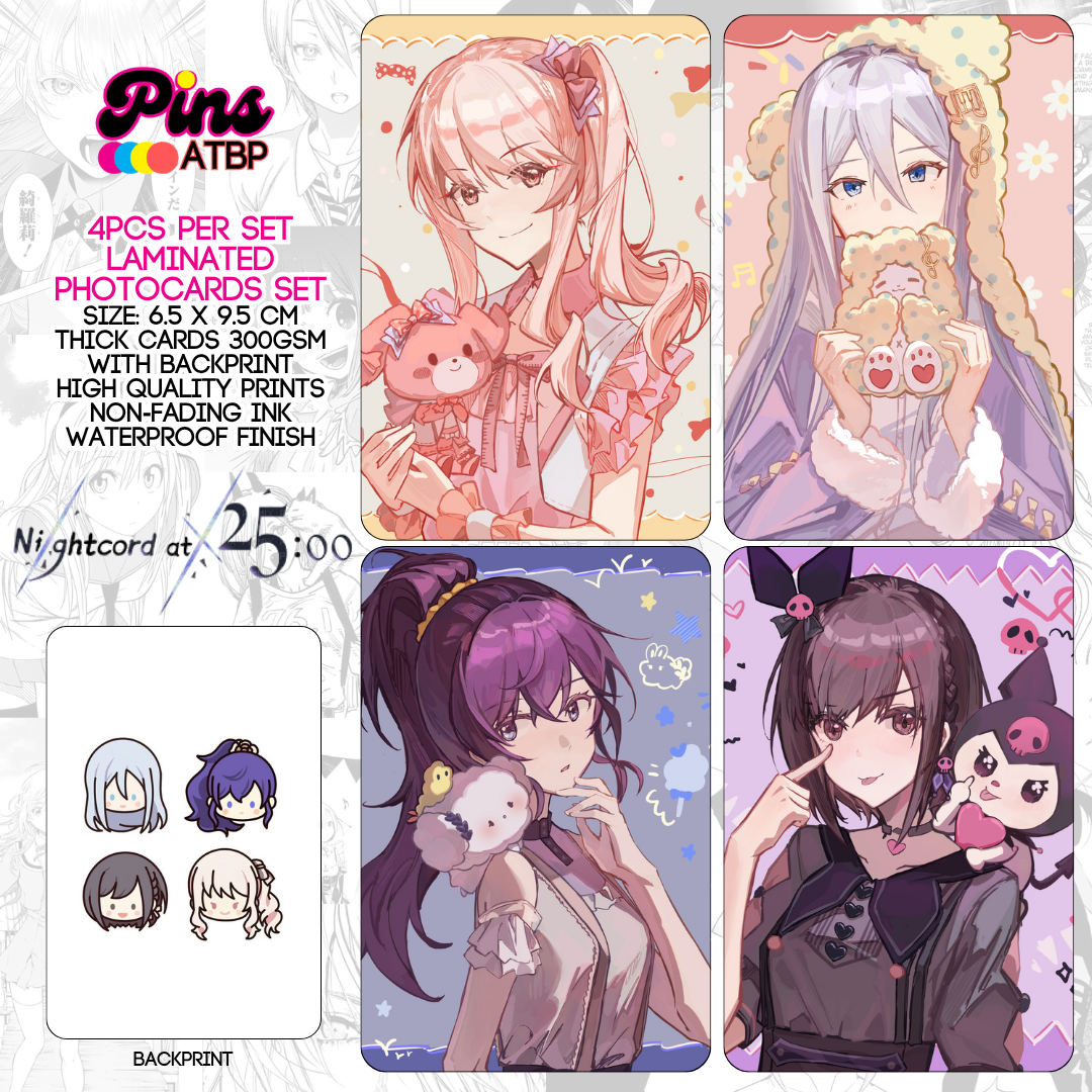 4PCS Nightcord at 25:00 Project Sekai Anime Collectible Photocards Set ...