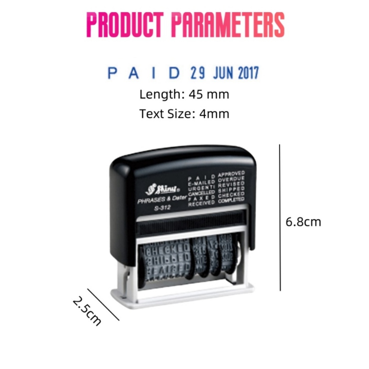 Shiny Self inking Stamp Office Phrases Dater Stamp Received Paid ...