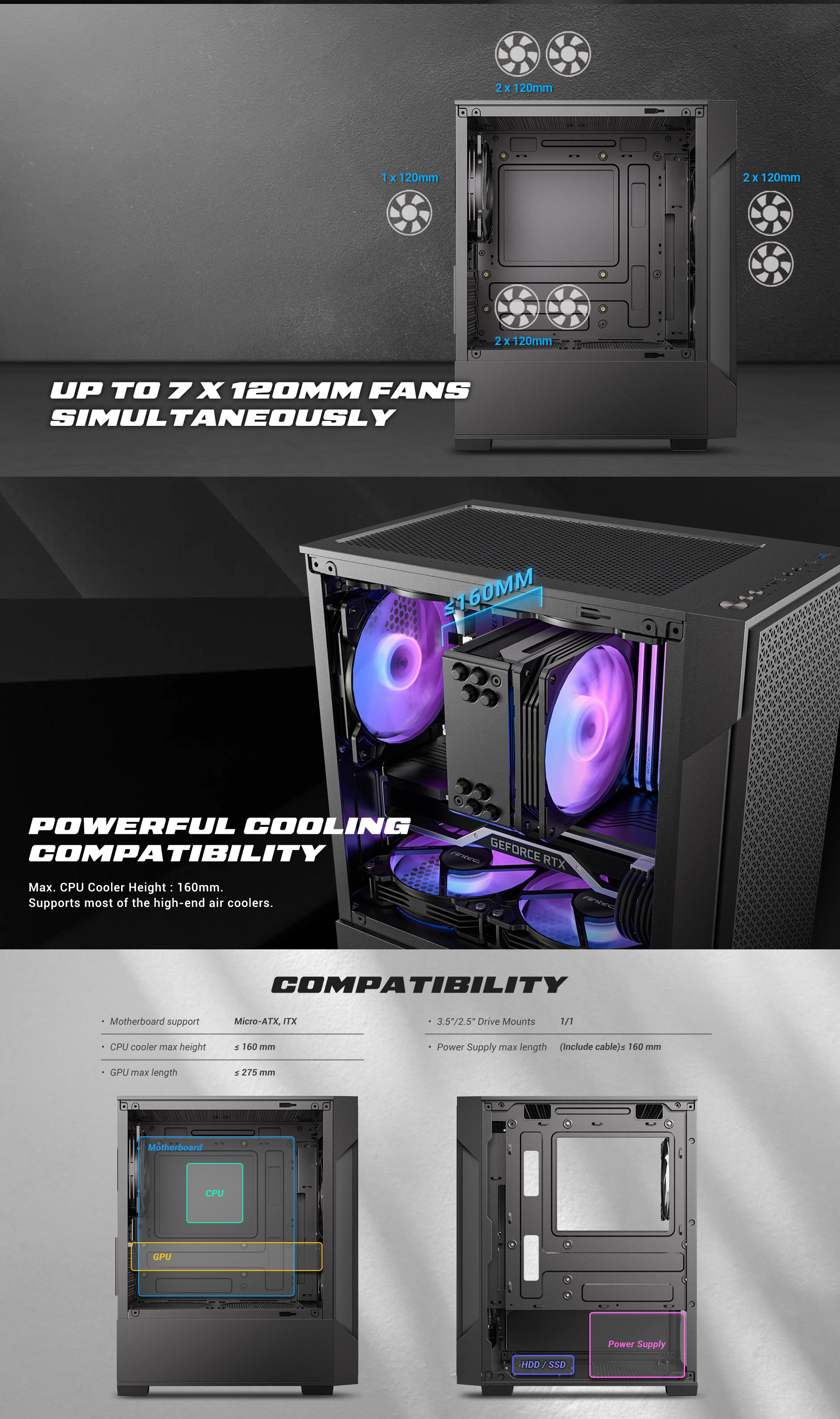 Antec VX100M RGB Mini-Tower Gaming PC Case - Black | Shopee Malaysia