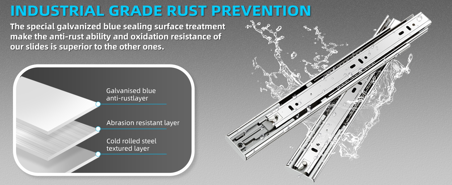 (2Pcs) Heavy Duty Drawer Guide Soft Close Full Extension Ball Bearing ...