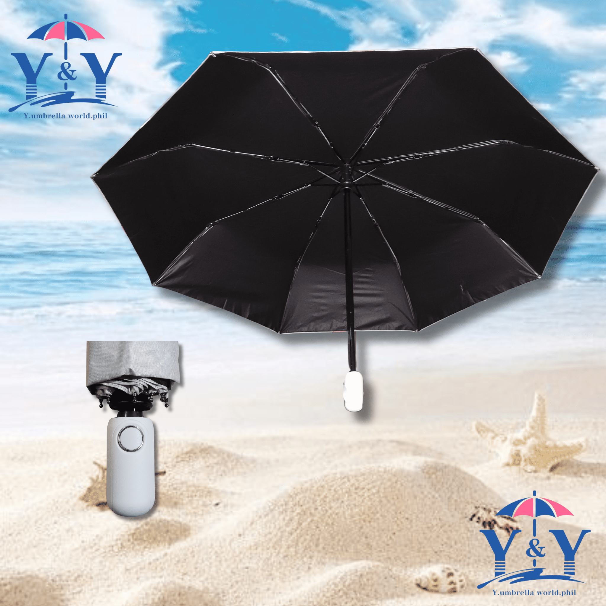 YS 3folds Labubu Automatic black uv coated SPF 50 labubu design with ...