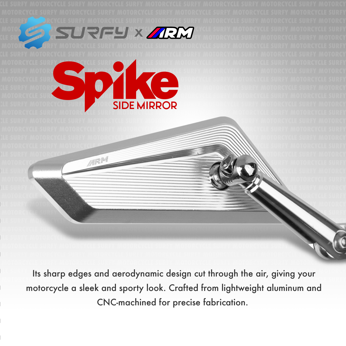 ARM Spike Side Mirror Premium Full CNC Aluminum Adjustable HD Clear ...