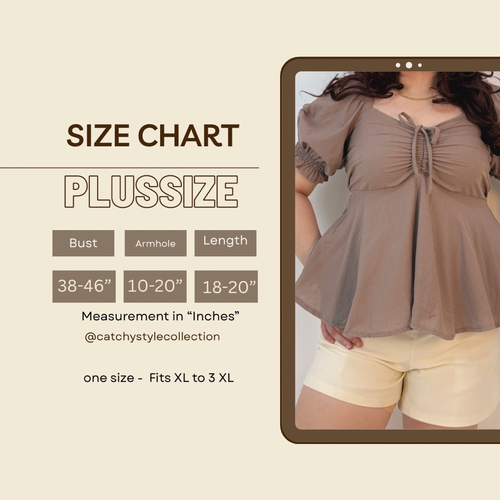 PENELOPE TOP PLUSSIZE - ADJUSTABLE STRING / PEPLUM STYLE | Shopee Malaysia