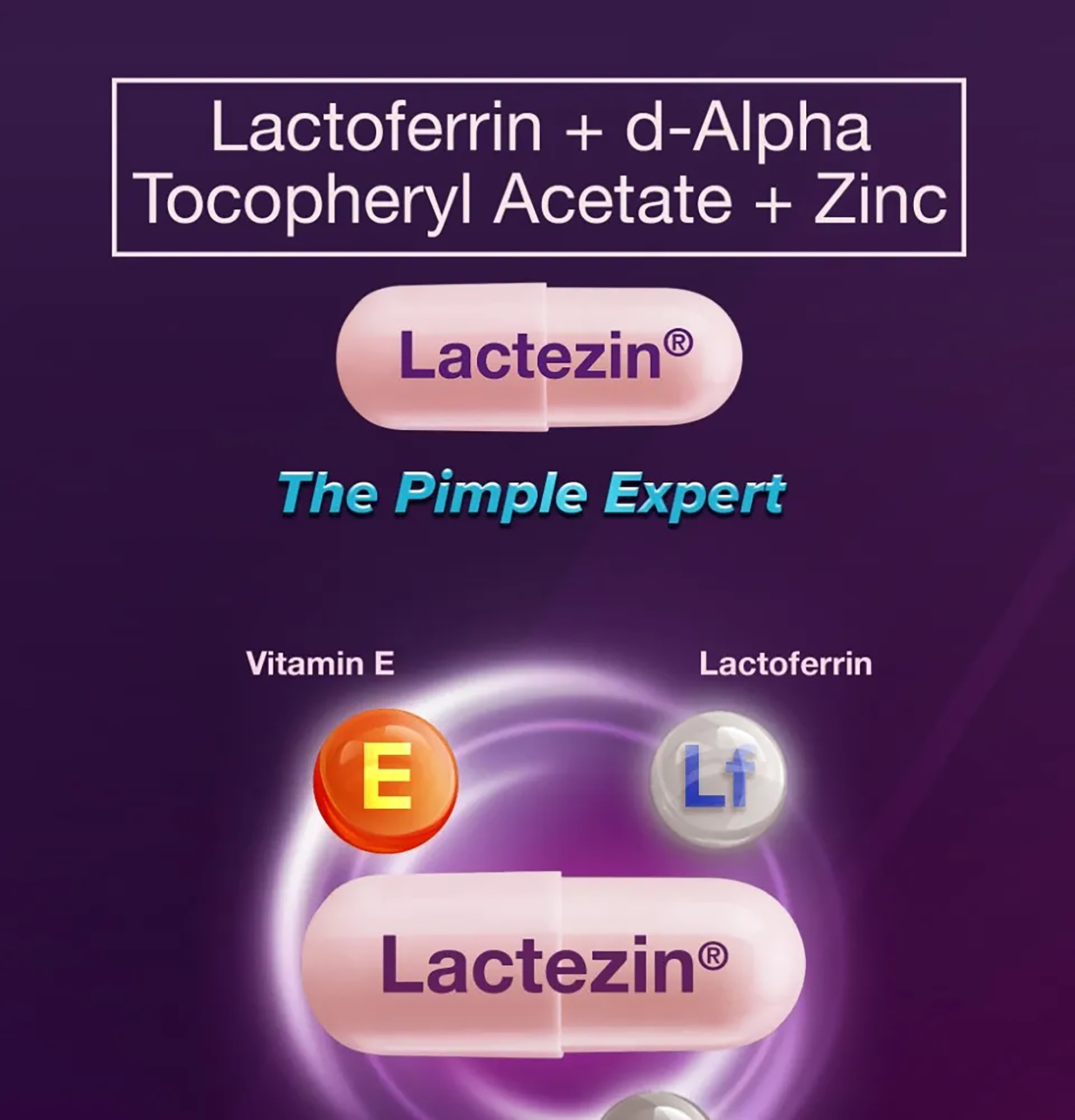 Lactezin Anti-Acne 28 capsules (Lactoferrin + Vitamin E + Zinc ...