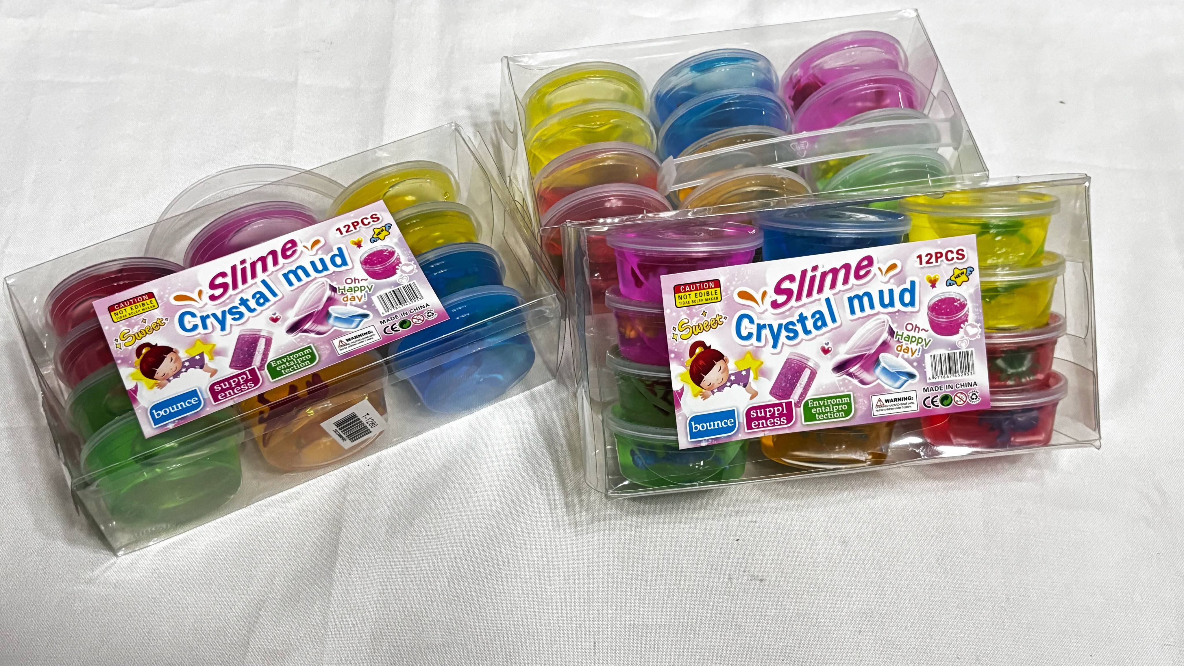 Magic Crystal Mud Slime Set – 12 PCS Colorful, Stretchy, Non-Toxic ...
