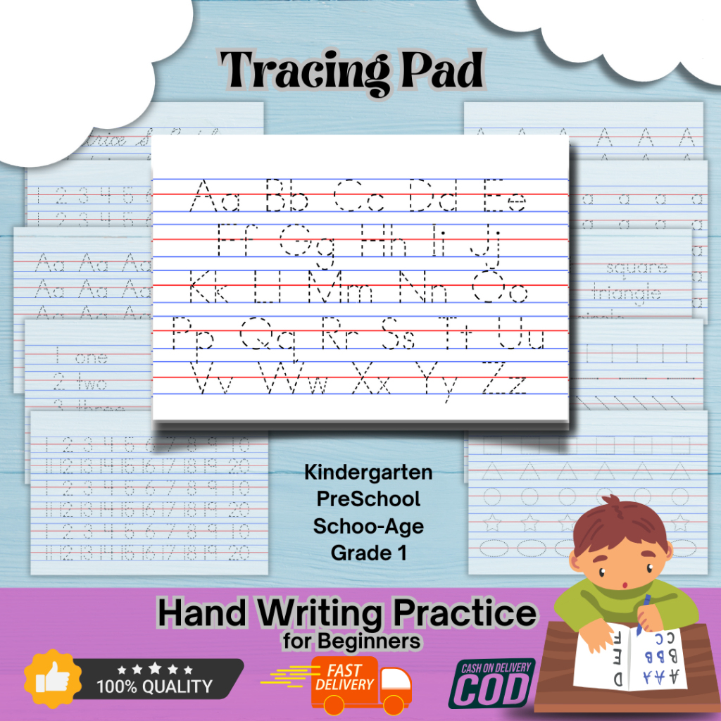 Tracing Pad ( Alphabet Numbers Shapes Name etc) 39 pages | Shopee Malaysia