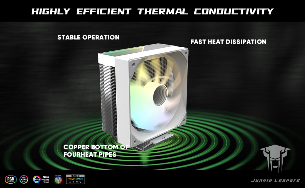 Jungle Leopard KF400 ARGB CPU Cooler 120mm PC Fan Infinity Mirror ARGB ...