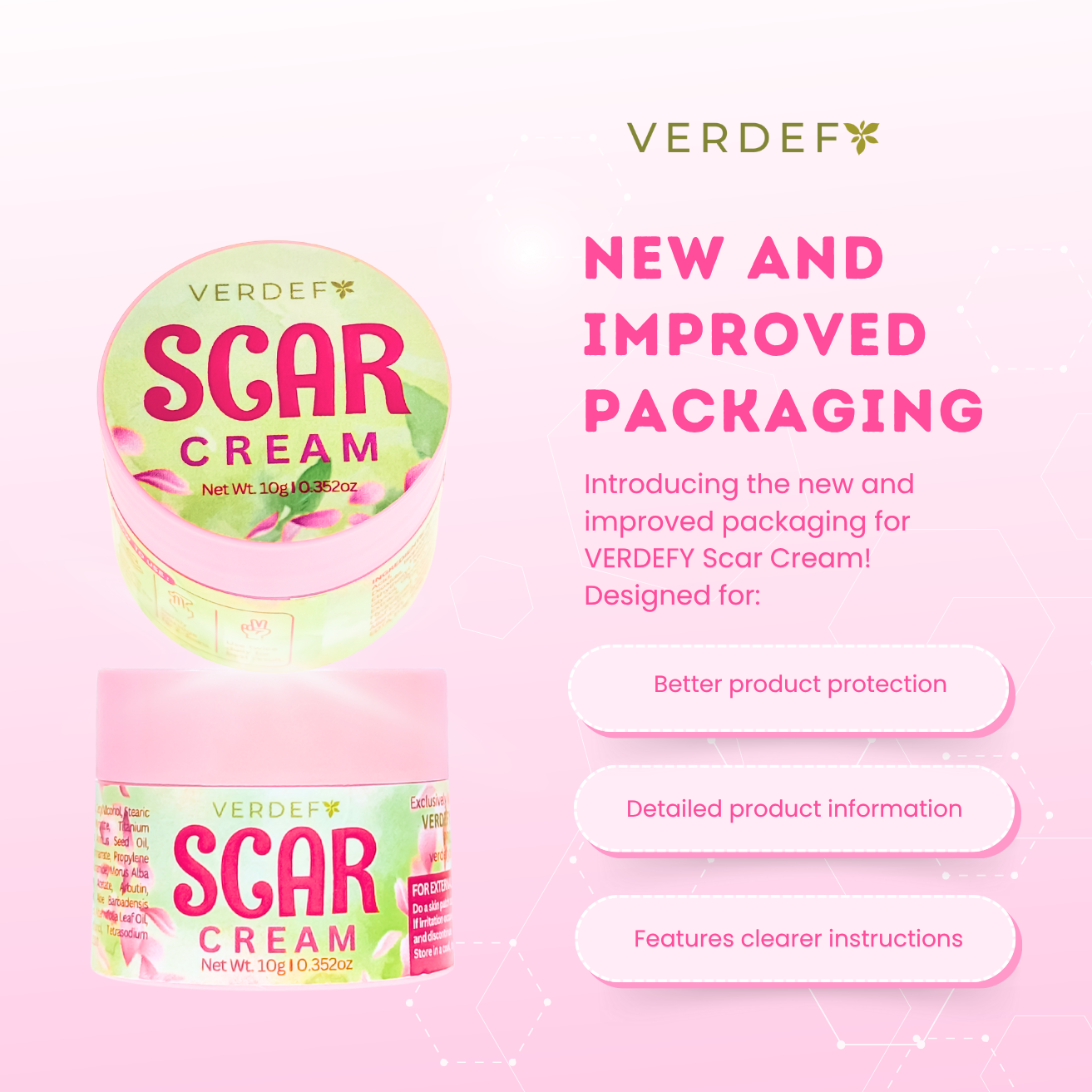 VERDEFY Scar Cream 10g - Helps lighten Old & New Peklat, Pimple Marks ...