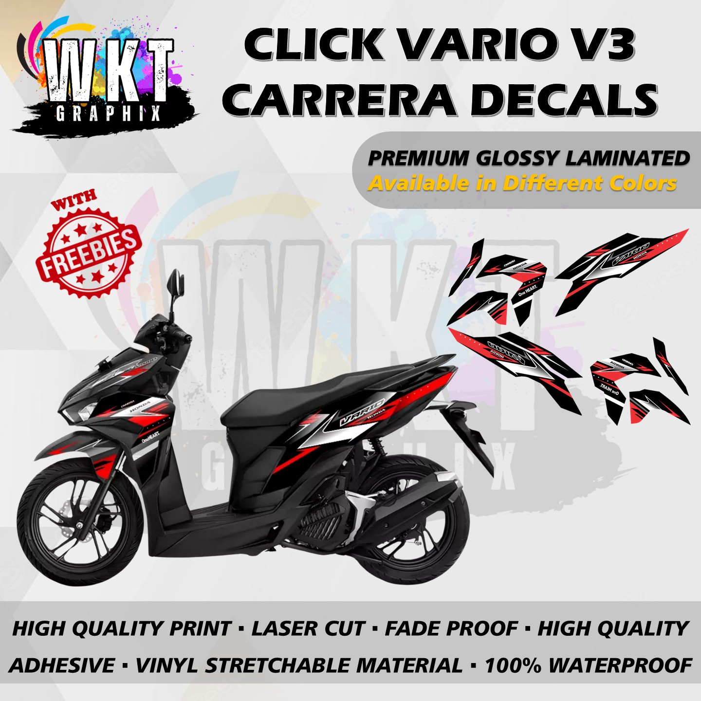 HONDA CLICK VARIO V3 CARRERA DECALS STICKER (WATERPROOF, LAMINATED ...
