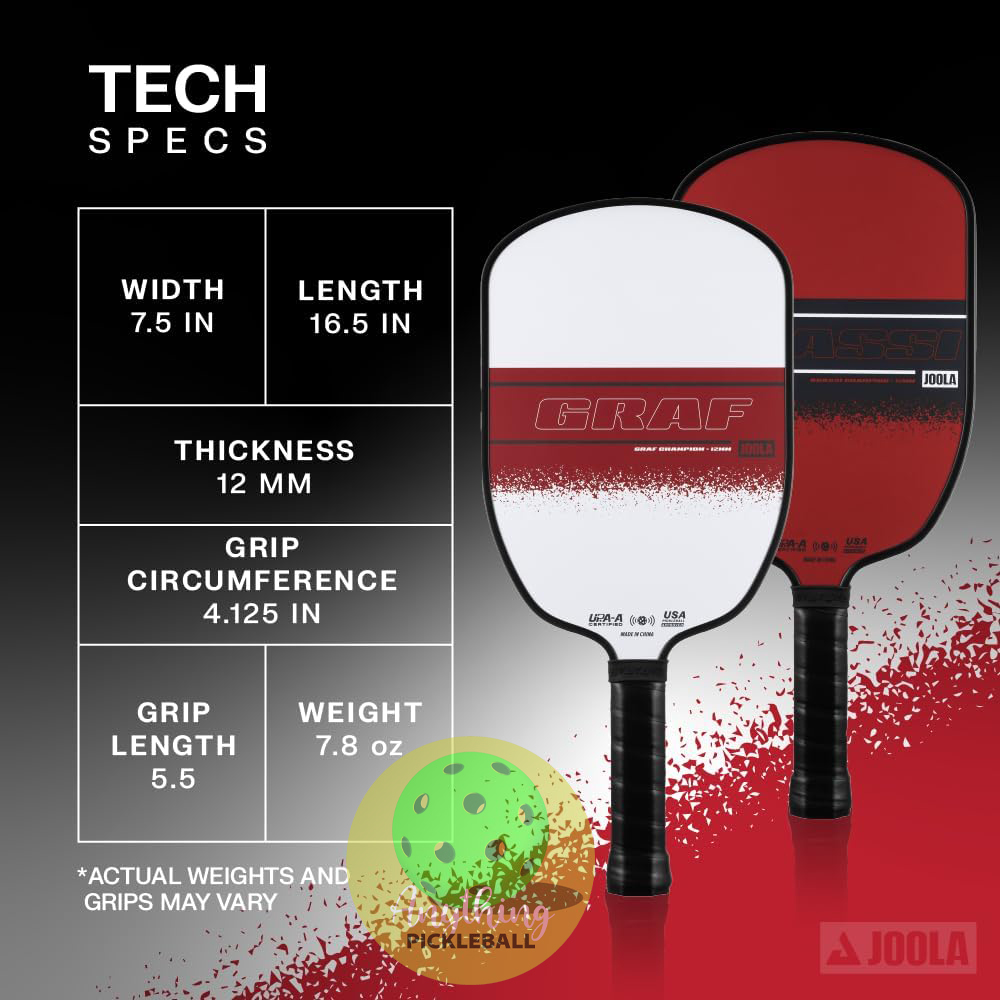 JOOLA Agassi/GRAF Pickleball Paddle | 12mm | Extended Sweet Spot | UPA ...