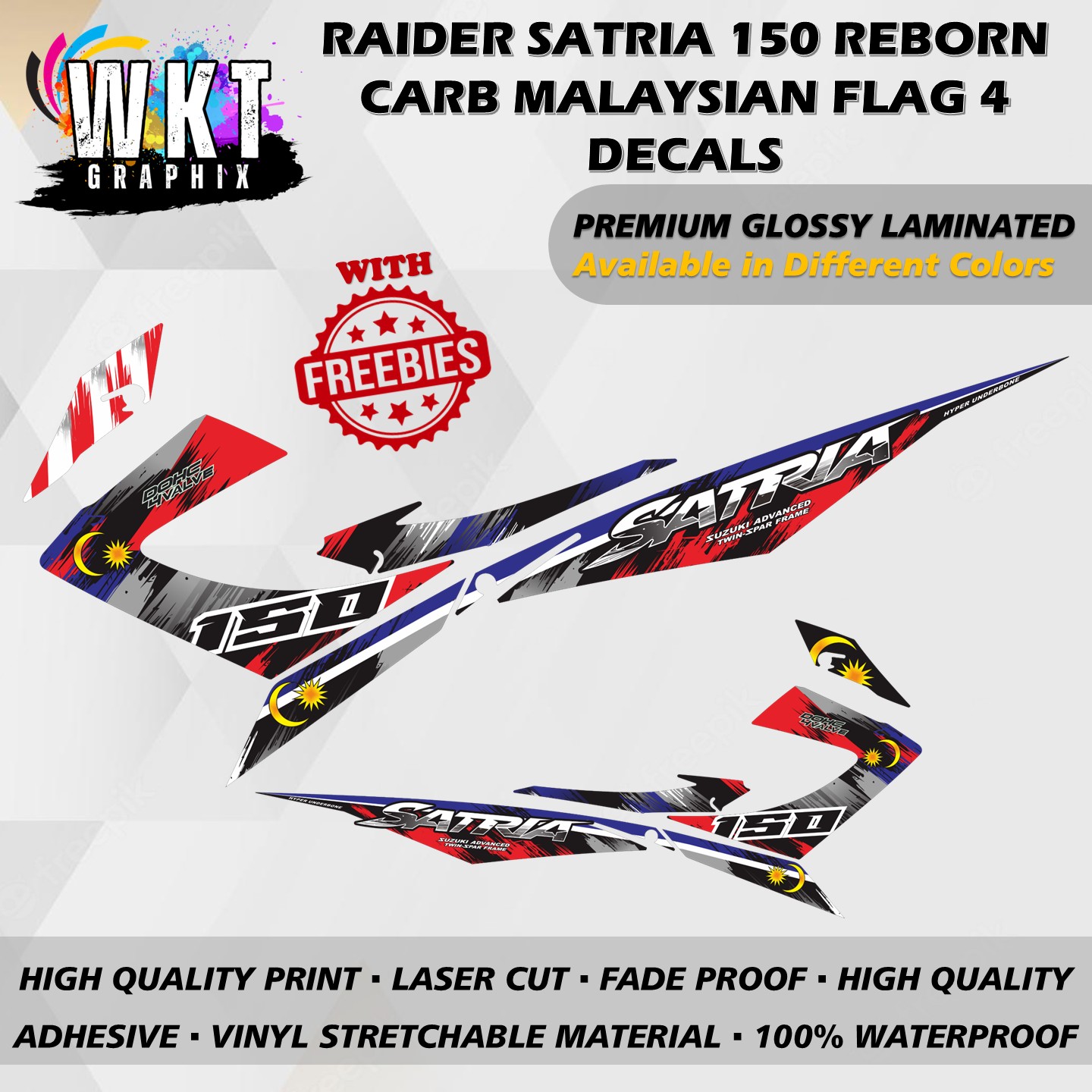 SUZUKI RAIDER SATRIA 150 REBORN CARB MALAYSIAN FLAG 4 DECALS STICKER ...
