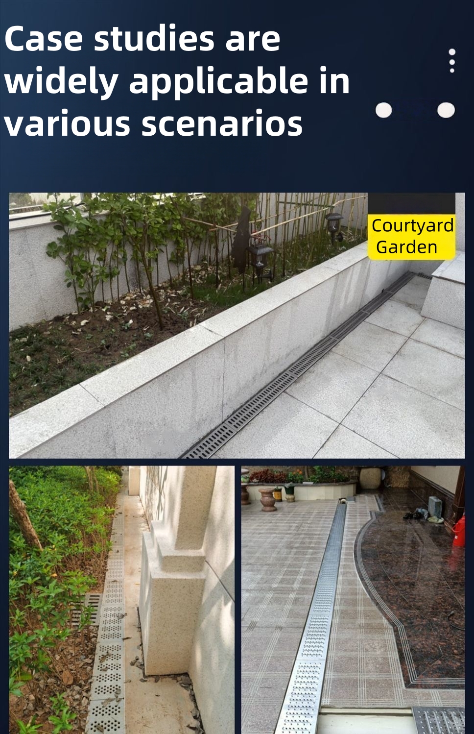Stainless Steel Cover Resin Drainage Gutter | U-Groove Linear Drain ...