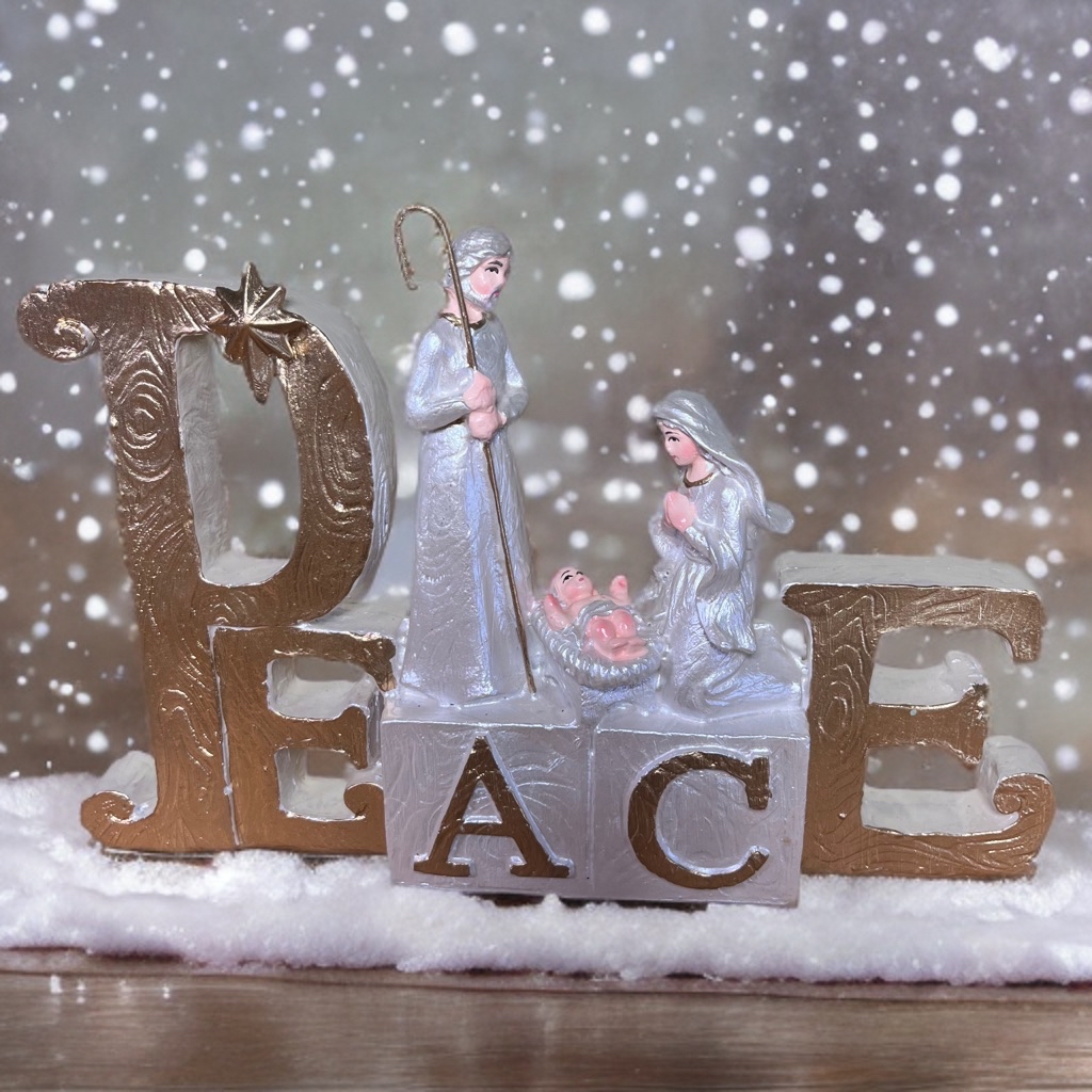 PEACE with Holy Family Belen Nativity Scene Christmas Decorations made ...