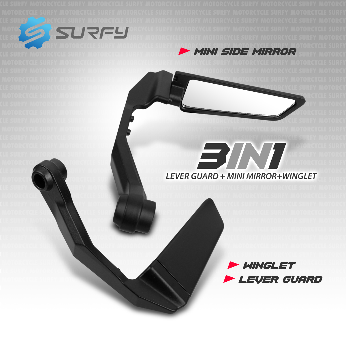 Bar End Winglet Side Mirror 3in1 Aluminum Cast Alloy Fully Adjustable ...