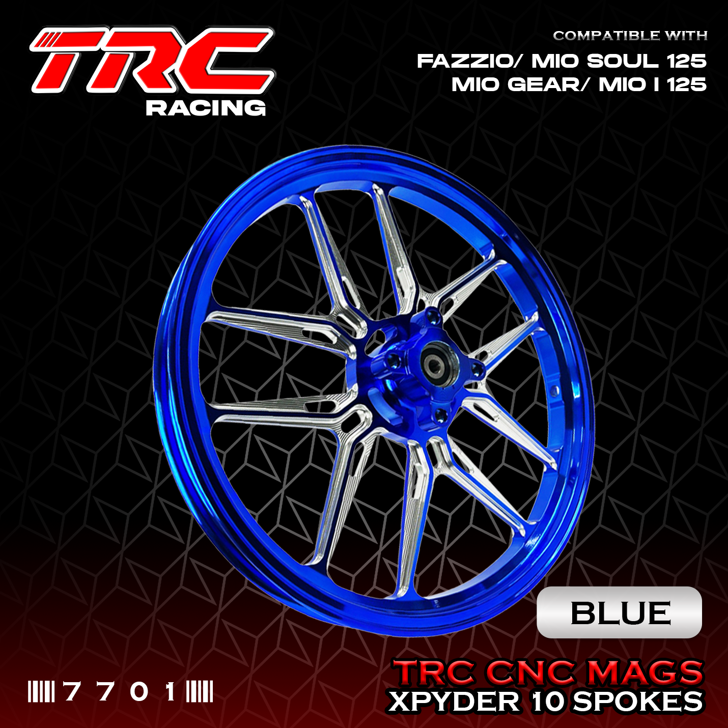 TRC CNC XPYDER 10 SPOKES MAG WHEELS (1.4F x 1.4R x 14) for FAZZIO/ SOUL ...
